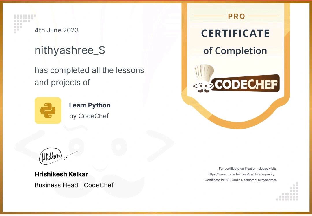 Nithya shree S on LinkedIn: #python #codechef #cprogramming # ... Nithya shree S on LinkedIn: #python #codechef #cprogramming # ...