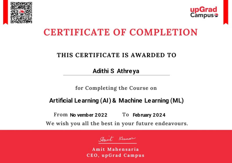 Adithi S Athreya on LinkedIn: #ai #ml #certification #upgradcampus Adithi S Athreya on LinkedIn: #ai #ml #certification #upgradcampus
