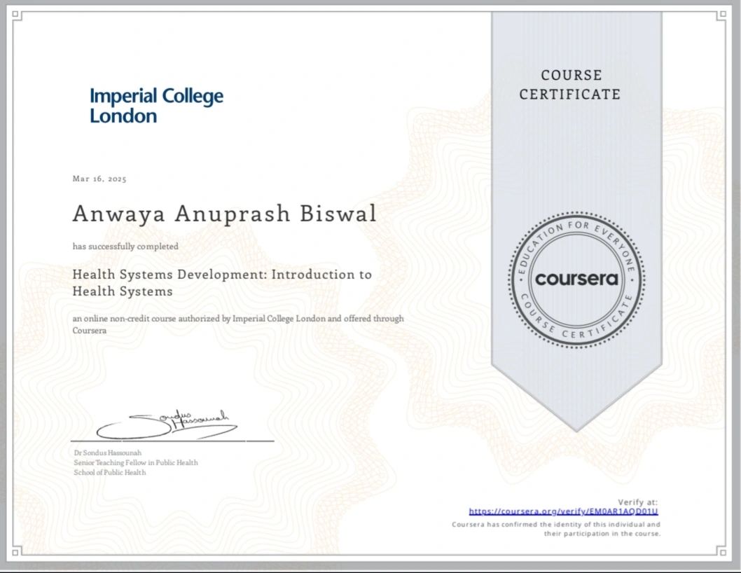 #healthcare #healthsystems #coursera | Anwaya Anuprash Biswal #healthcare #healthsystems #coursera | Anwaya Anuprash Biswal