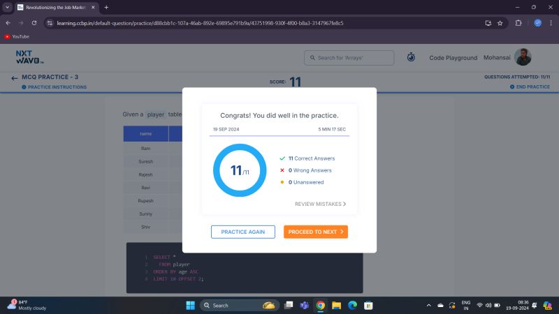 Mohansai Mutyala on LinkedIn: #day18 #ccbp #nxtwave #30daysofcode #sql Mohansai Mutyala on LinkedIn: #day18 #ccbp #nxtwave #30daysofcode #sql