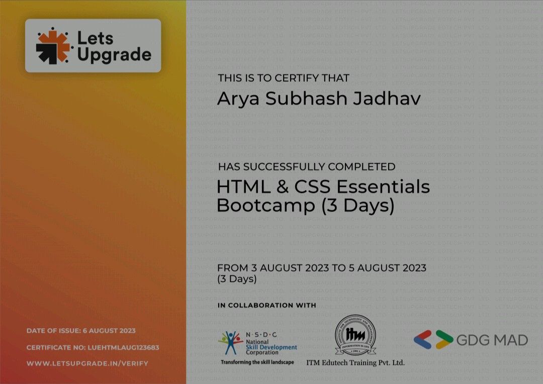 Arya Jadhav on LinkedIn: #letsupgrade #html #css Arya Jadhav on LinkedIn: #letsupgrade #html #css