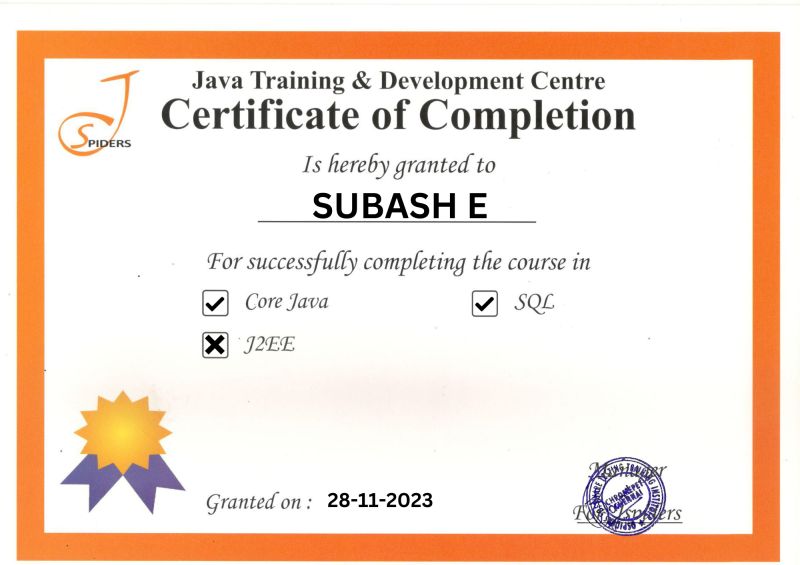 #java #corejava #sql #jspiders #j2ee | SUBASH E #java #corejava #sql #jspiders #j2ee | SUBASH E
