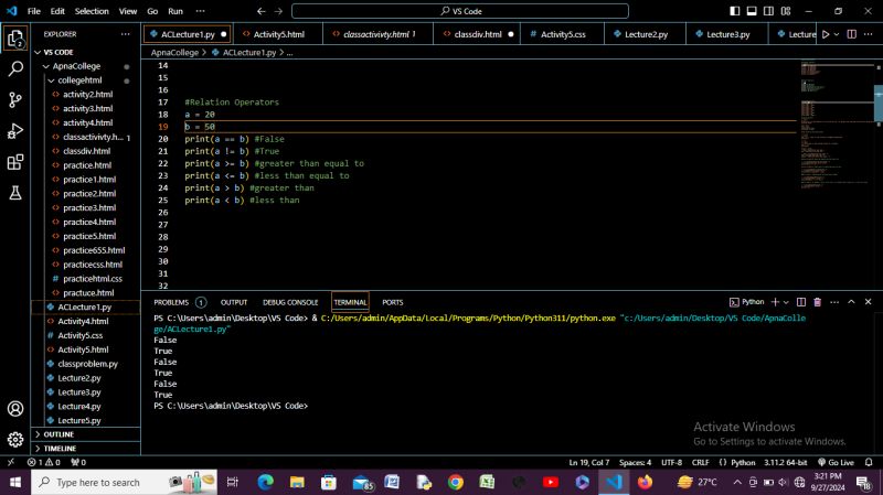 Day 2 of learning Python: Relational Operators | Mohammad Kaif posted ... Day 2 of learning Python: Relational Operators | Mohammad Kaif posted ...