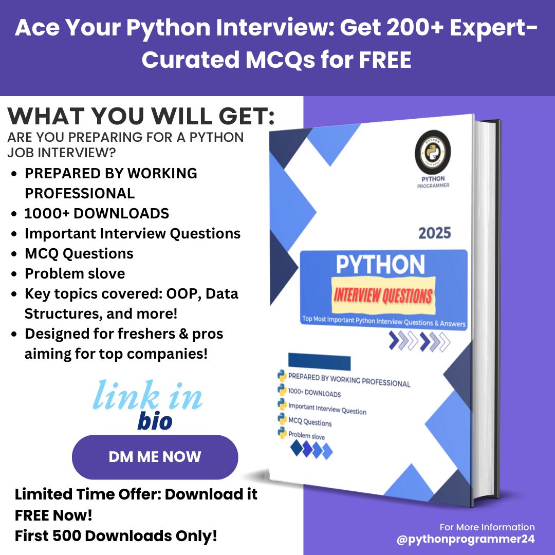 Python Programmer on LinkedIn: #pythoninterview #pythonlearning # ... Python Programmer on LinkedIn: #pythoninterview #pythonlearning # ...