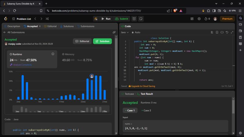 MANJAY VERMA on LinkedIn: 🔍 Problem-Solving: Subarray Sum Divisible by ... MANJAY VERMA on LinkedIn: 🔍 Problem-Solving: Subarray Sum Divisible by ...