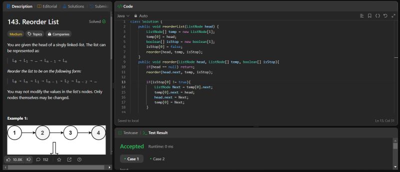 Day 158 of #365daysofcode: Reorder List | Insha Mahfooz posted on the ... Day 158 of #365daysofcode: Reorder List | Insha Mahfooz posted on the ...