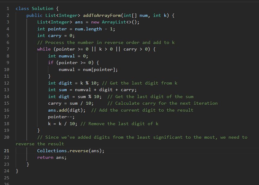 Bickey Obray on LinkedIn: #add_to_array_form_of_integer #leetcode_989 Bickey Obray on LinkedIn: #add_to_array_form_of_integer #leetcode_989