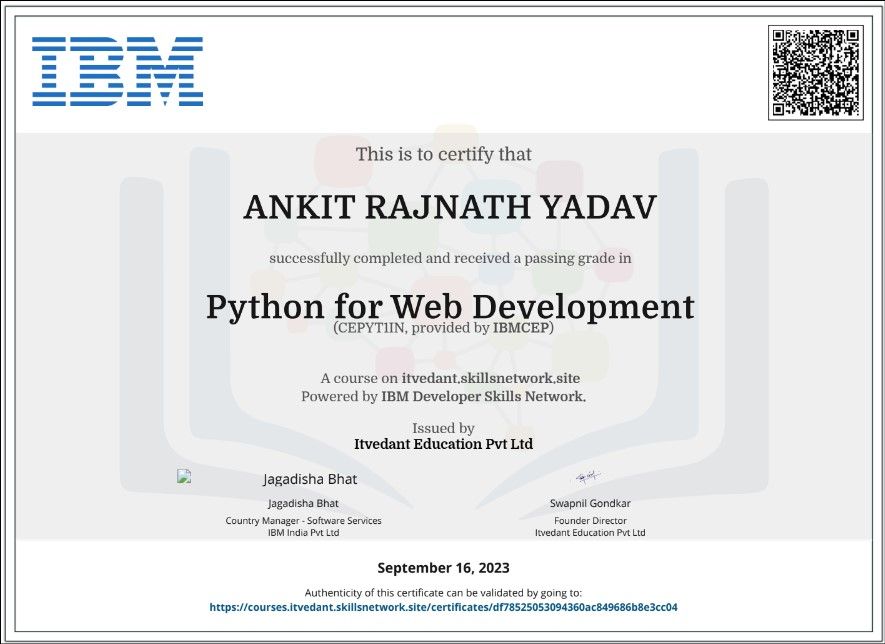 I earned my Python and Django certification! | Ankit Yadav posted on ... I earned my Python and Django certification! | Ankit Yadav posted on ...