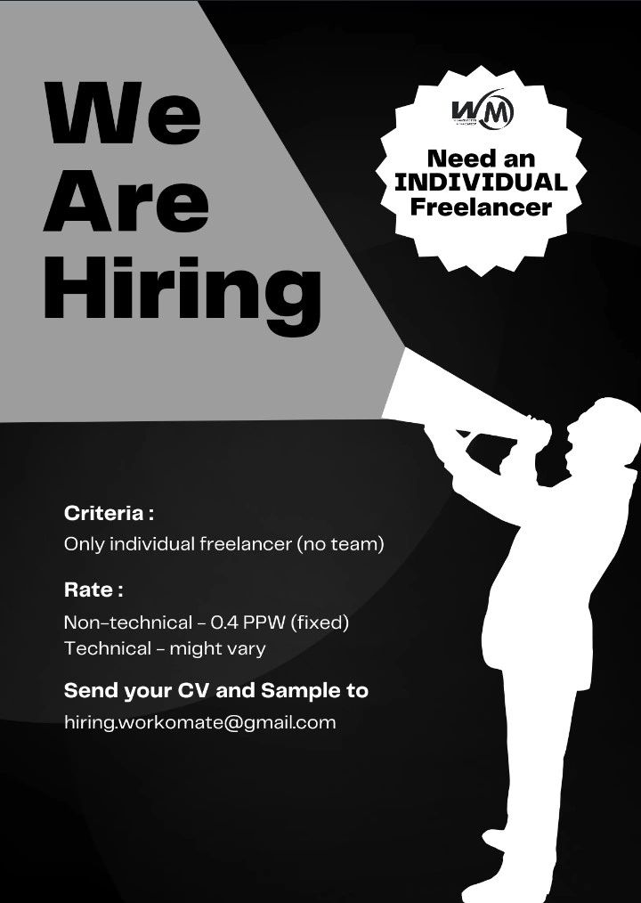 #workomate #freelanceopportunity #hiringfreelancer | Work o' mate #workomate #freelanceopportunity #hiringfreelancer | Work o' mate