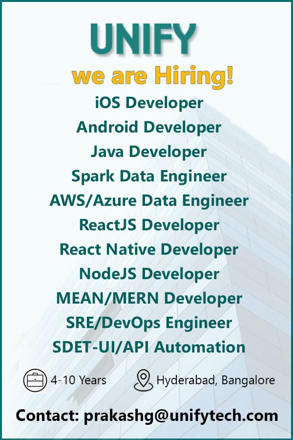 Prakash G on LinkedIn: #unifytech #java #android #ios #microservices # ... Prakash G on LinkedIn: #unifytech #java #android #ios #microservices # ...