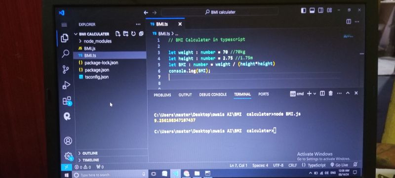 BMI calculater syntex in typescript | Owais khilji BMI calculater syntex in typescript | Owais khilji