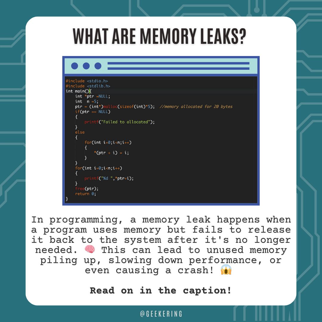 Geekering on LinkedIn: #memoryleaks #programmingtips # ... Geekering on LinkedIn: #memoryleaks #programmingtips # ...