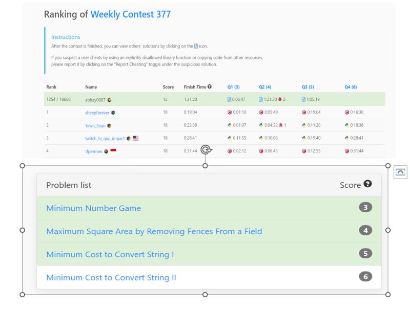 I solved 3/4 problems in LeetCode Contest 377 | Abhay Pandey posted on ... I solved 3/4 problems in LeetCode Contest 377 | Abhay Pandey posted on ...