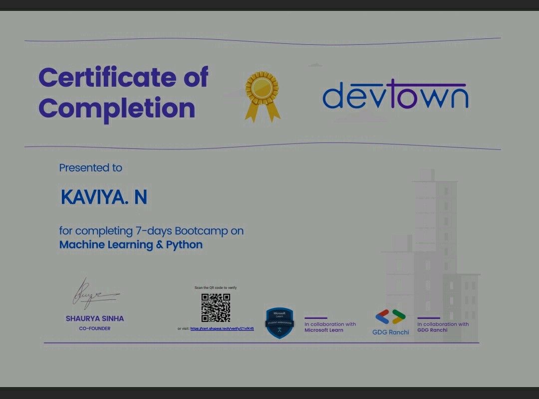 Kaviya Nagendran on LinkedIn: #devtown #pythonprogramming #machinelearning Kaviya Nagendran on LinkedIn: #devtown #pythonprogramming #machinelearning