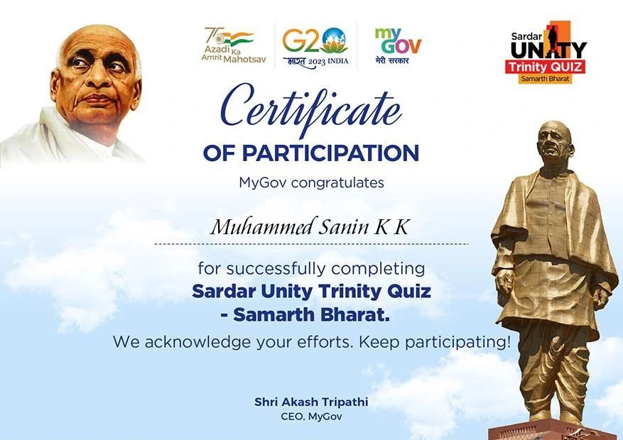 MUHAMMED SANIN KK on LinkedIn: #mygov #mygovindia MUHAMMED SANIN KK on LinkedIn: #mygov #mygovindia