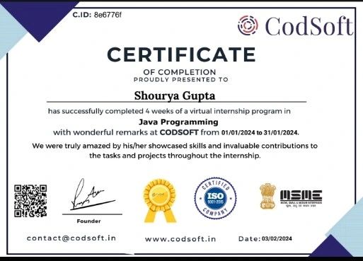 Shourya Gupta on LinkedIn: #codsoft #codsoft Shourya Gupta on LinkedIn: #codsoft #codsoft