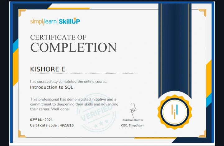 Kishore E on LinkedIn: #sql #pythondeveloper #sqldeveloper # ... Kishore E on LinkedIn: #sql #pythondeveloper #sqldeveloper # ...