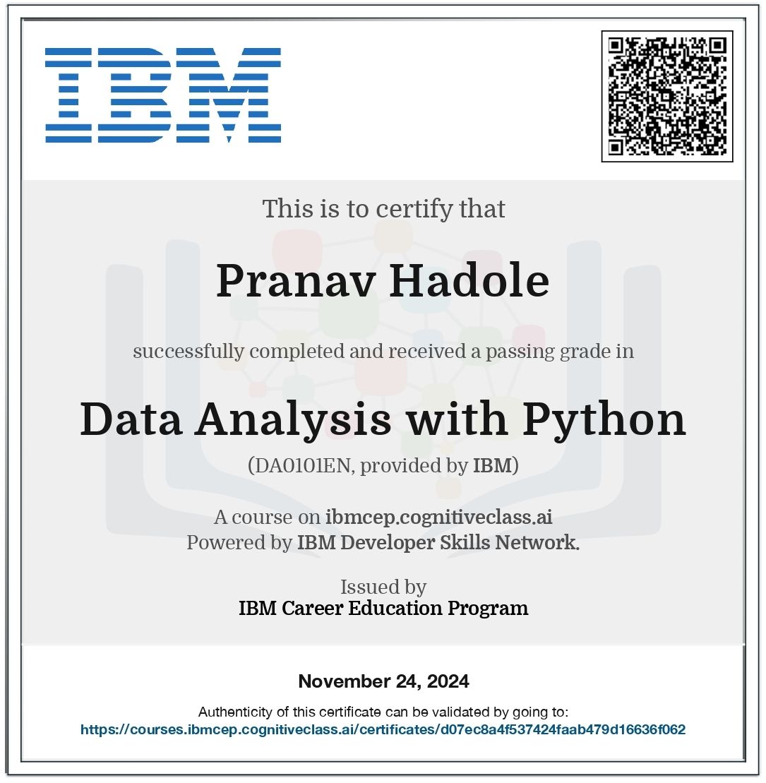#dataanalysis #python #ibm #lifelonglearning #datascience | Pranav Hadole #dataanalysis #python #ibm #lifelonglearning #datascience | Pranav Hadole