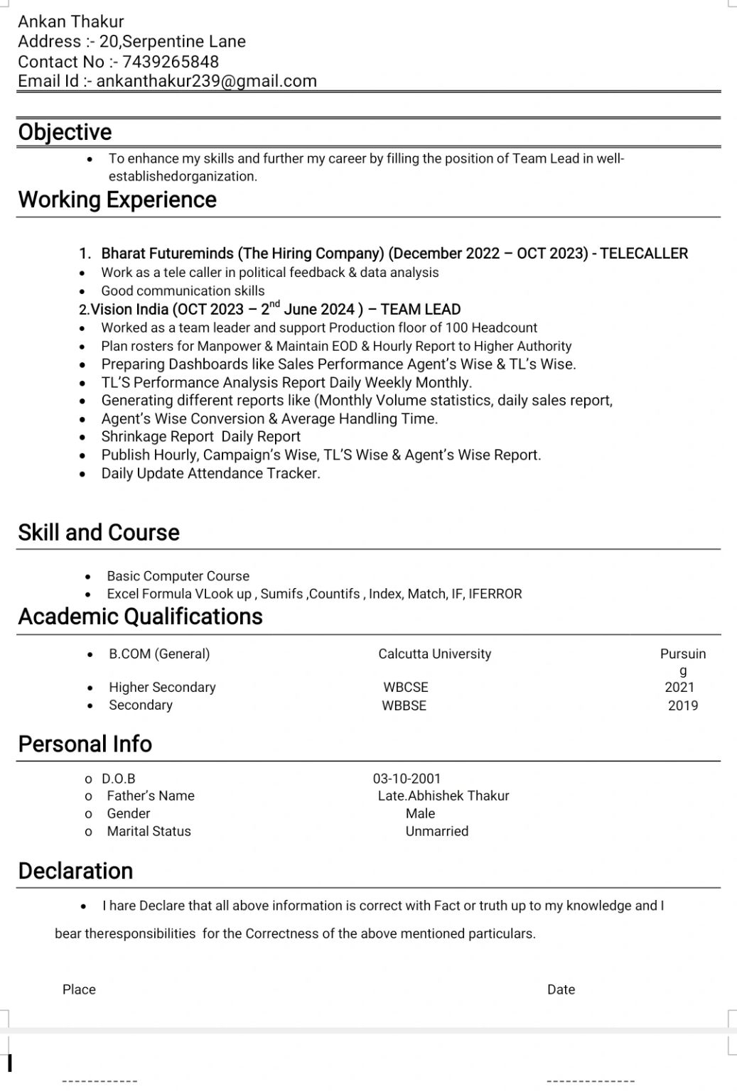 Hi I'm seeking for a Job | Ankan Thakur Hi I'm seeking for a Job | Ankan Thakur