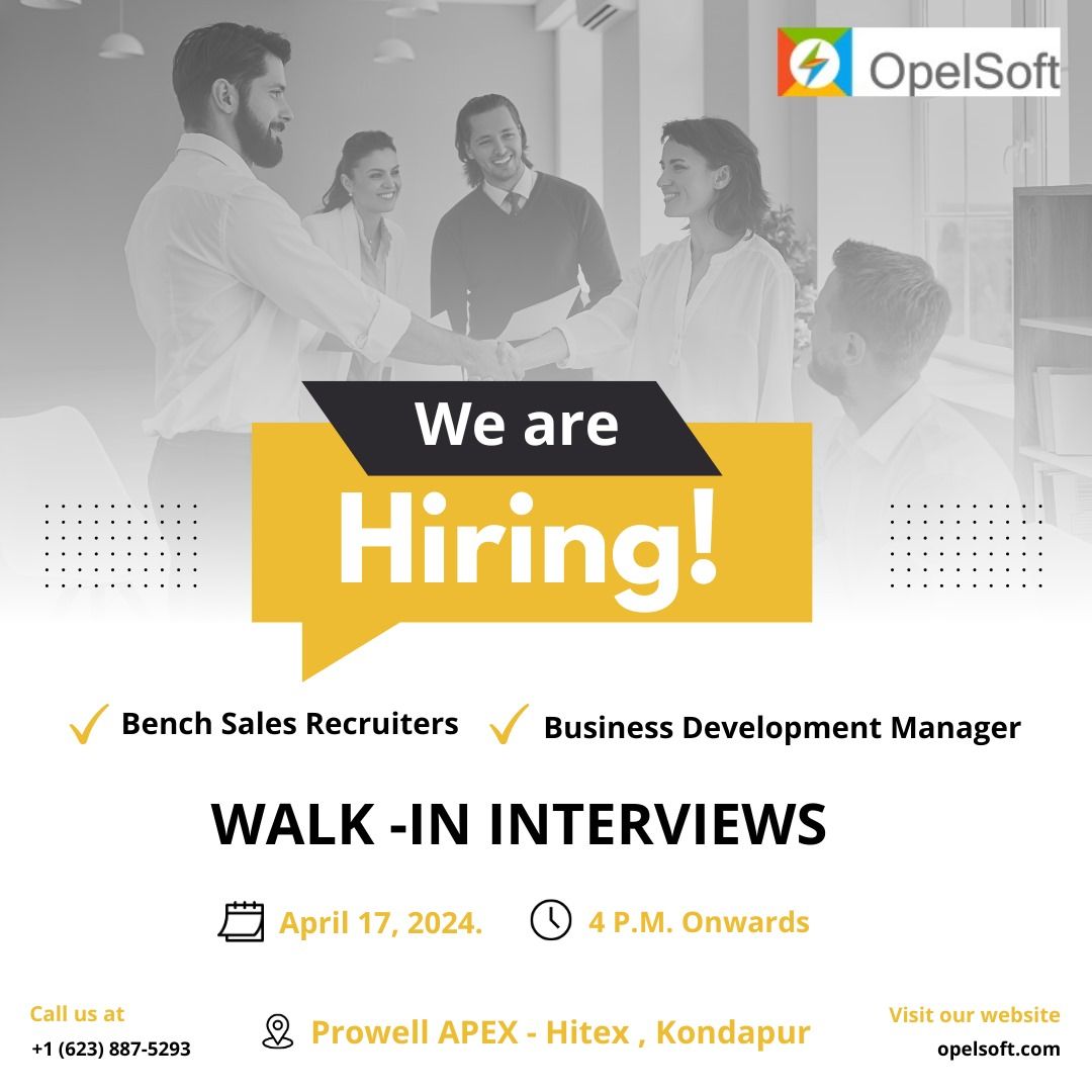Opelsoft on LinkedIn: #opelsoftllc #walkininterview #careeropportunity Opelsoft on LinkedIn: #opelsoftllc #walkininterview #careeropportunity