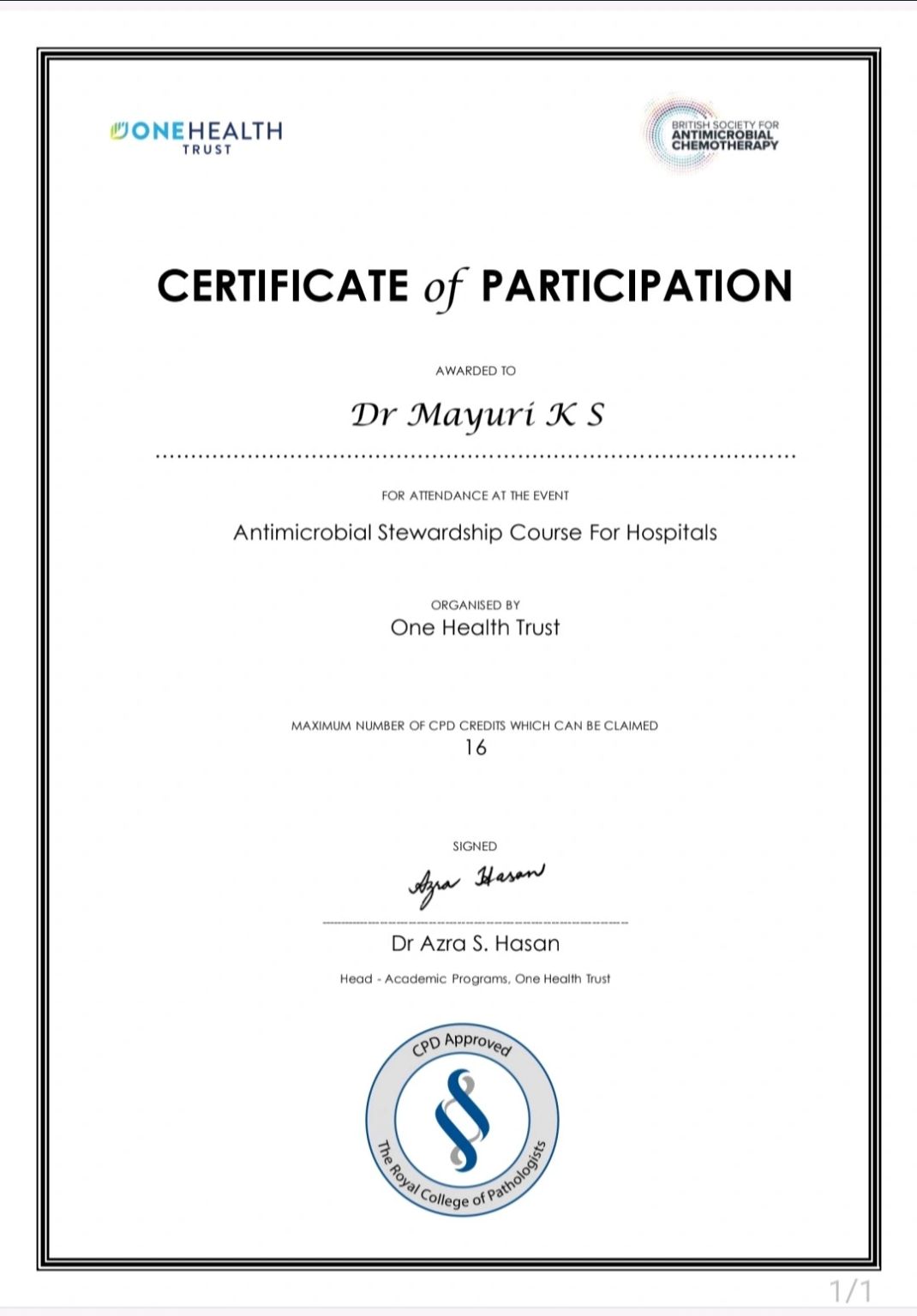 Dr Mayuri K S on LinkedIn: Happy to share the Certificate of ... Dr Mayuri K S on LinkedIn: Happy to share the Certificate of ...