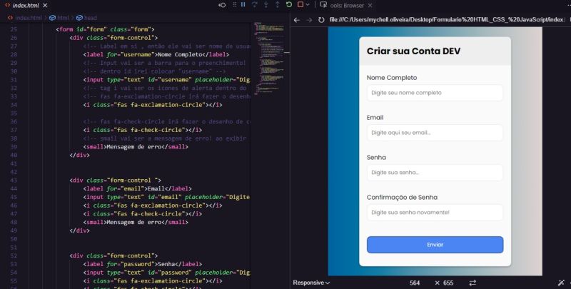 Criação de formulário teste com: HTML, CSS, JS, PHP! | Mychell Oliveira Criação de formulário teste com: HTML, CSS, JS, PHP! | Mychell Oliveira