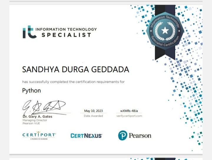 SANDHYA GEDDADA on LinkedIn: #interns #coding #python #certification # ... SANDHYA GEDDADA on LinkedIn: #interns #coding #python #certification # ...