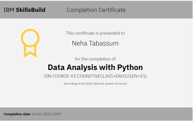 #dataanalysis #python #ibm #skillbuild #knowledgeunlocked… | Neha Tabassum #dataanalysis #python #ibm #skillbuild #knowledgeunlocked… | Neha Tabassum