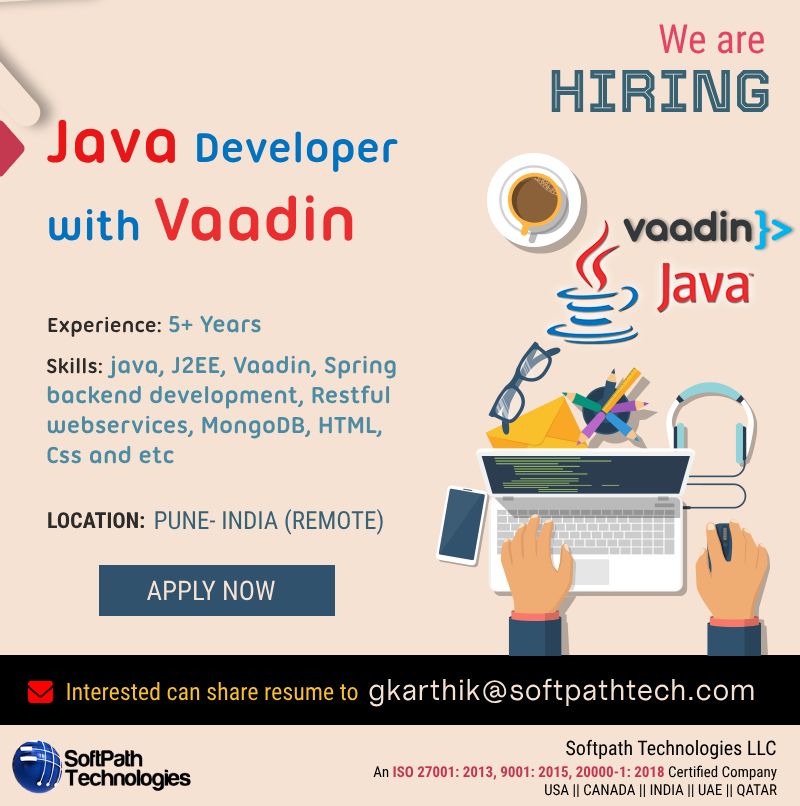 Job opening: Java Developer with Vaadin | SoftPath Technologies LLC ... Job opening: Java Developer with Vaadin | SoftPath Technologies LLC ...