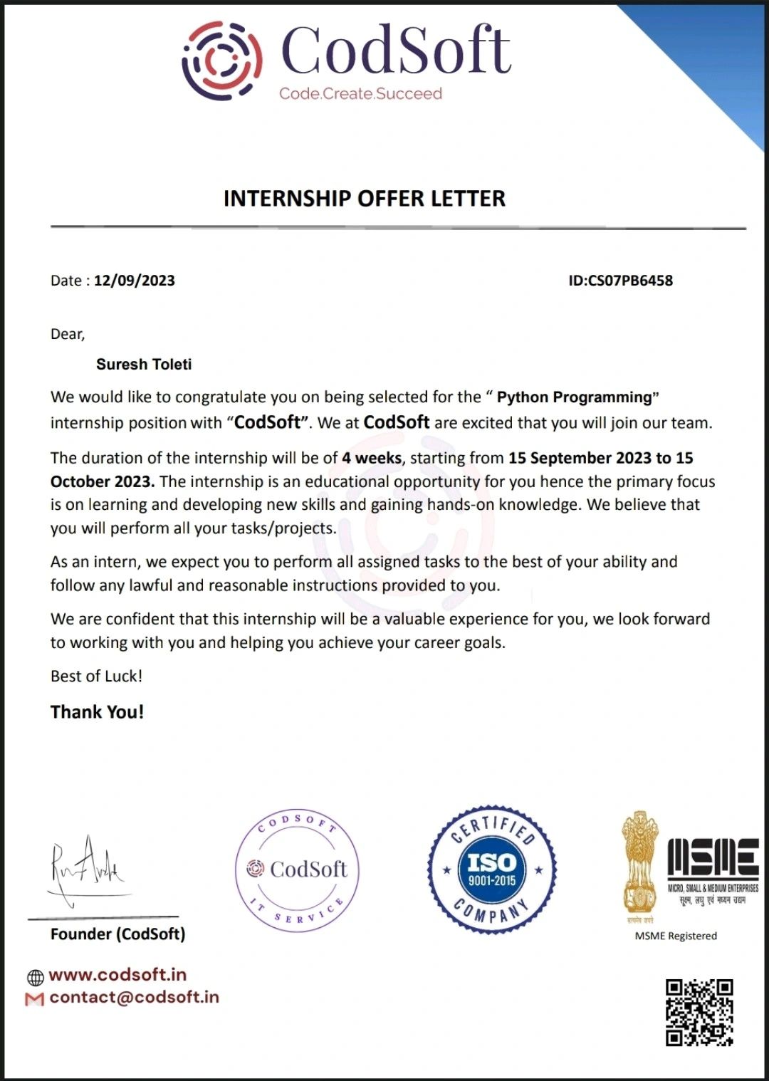Suresh Toleti on LinkedIn: #python #pythonprogramming #codsoft # ... Suresh Toleti on LinkedIn: #python #pythonprogramming #codsoft # ...