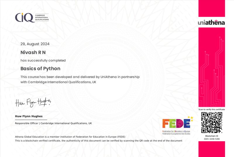 NIVASH R N on LinkedIn: #python #programming #datascience #uniathena # ... NIVASH R N on LinkedIn: #python #programming #datascience #uniathena # ...