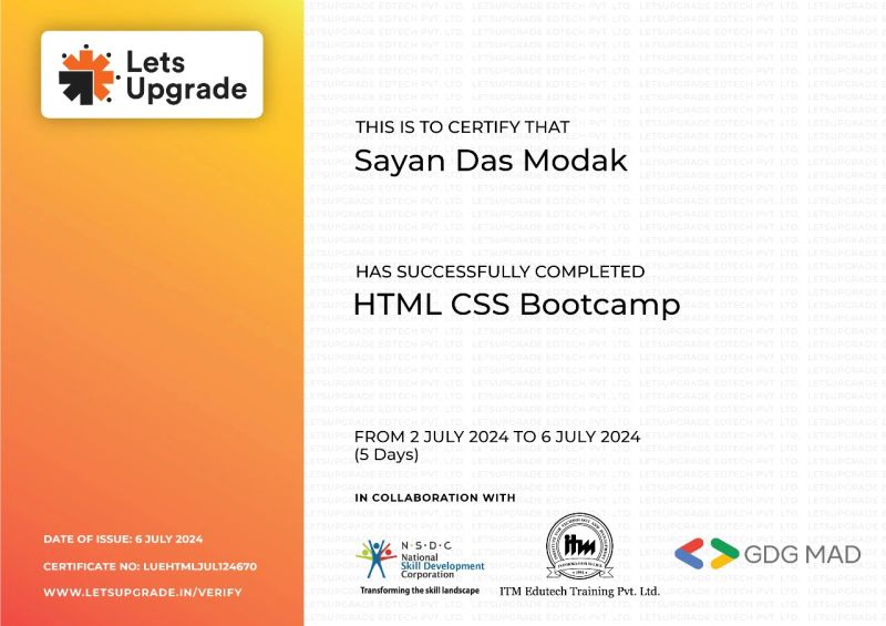 Sayan Das Modak on LinkedIn: #webdevelopment #html #css #letsupgrade Sayan Das Modak on LinkedIn: #webdevelopment #html #css #letsupgrade