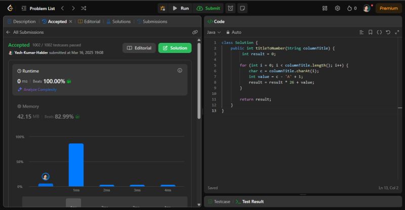 #day30 #dsa #leetcode #excelcolumnnumber #codingchallenge ... #day30 #dsa #leetcode #excelcolumnnumber #codingchallenge ...