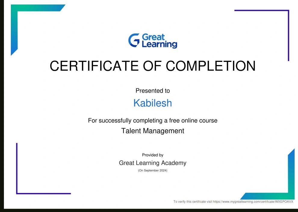 Kabilesh J (MBA) on LinkedIn: #talentmanagent #hr #cerificate # ... Kabilesh J (MBA) on LinkedIn: #talentmanagent #hr #cerificate # ...