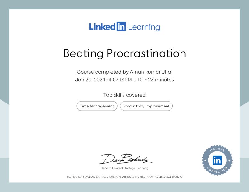 Aman kumar Jha on LinkedIn: Certificate of Completion Aman kumar Jha on LinkedIn: Certificate of Completion
