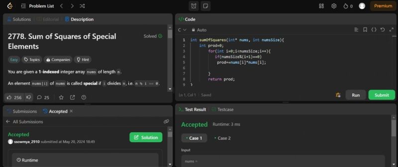 Day 40 of LeetCode challenge: 2778 squares | Sowmya S posted on the ... Day 40 of LeetCode challenge: 2778 squares | Sowmya S posted on the ...