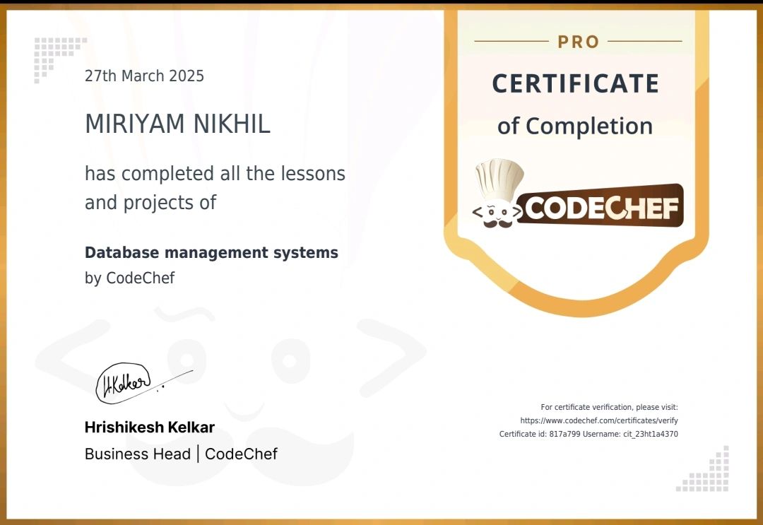 #codechef #dbms #databasemanagement #learningjourney #certification ... #codechef #dbms #databasemanagement #learningjourney #certification ...