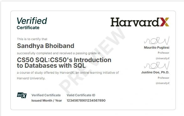 Sandhya bhoiband on LinkedIn: #sql #harvard Sandhya bhoiband on LinkedIn: #sql #harvard