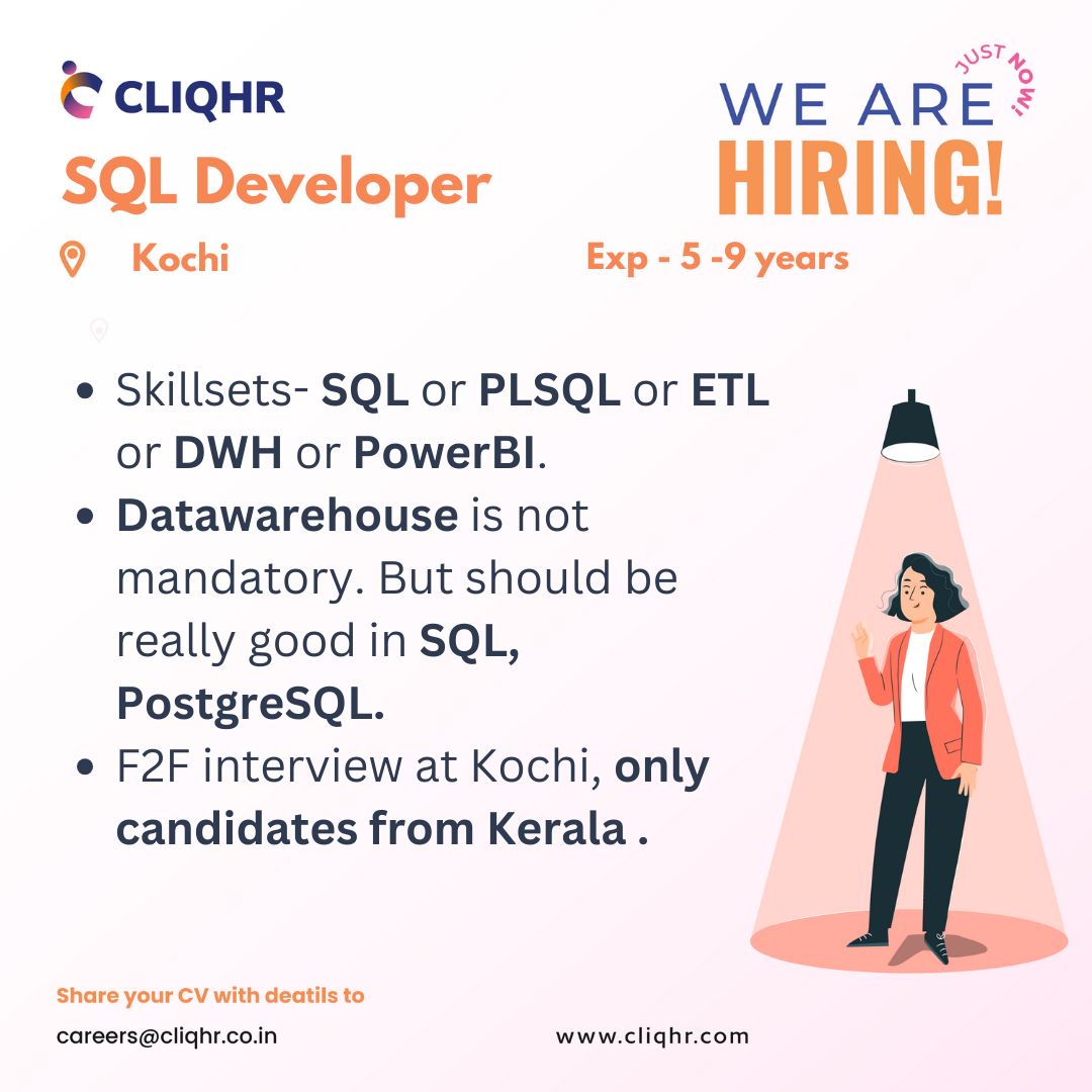CLIQHR Recruitment Services on LinkedIn: #hirig #sqljobs #sqldeveloper ... CLIQHR Recruitment Services on LinkedIn: #hirig #sqljobs #sqldeveloper ...