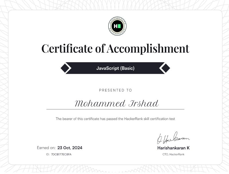 Mohammed Irshad Cp on LinkedIn: #javascript #hackerrank #programming # ... Mohammed Irshad Cp on LinkedIn: #javascript #hackerrank #programming # ...