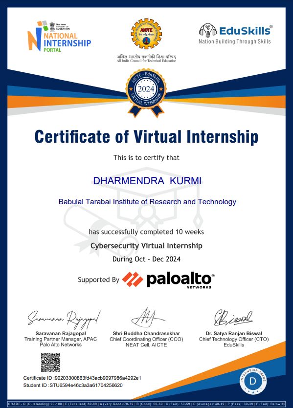 Dharmendra kurmi on LinkedIn: #aicte #eduskills #paloalto #network ... Dharmendra kurmi on LinkedIn: #aicte #eduskills #paloalto #network ...