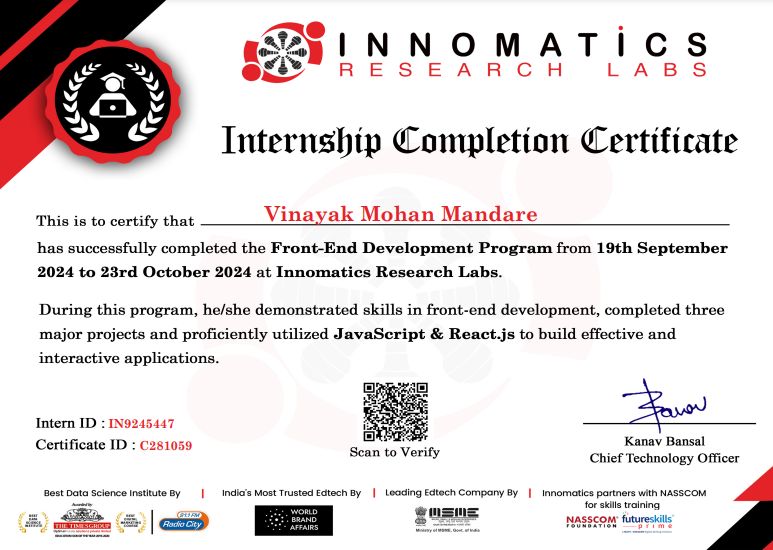 Vinayak Mandare on LinkedIn: #frontenddevelopment #reactjs #javascript ... Vinayak Mandare on LinkedIn: #frontenddevelopment #reactjs #javascript ...