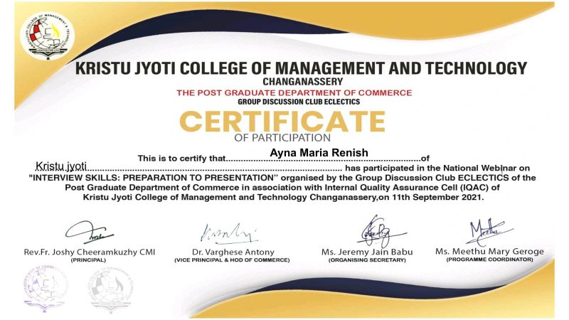 Attended National Webinar on Interview Skills | Ayna Maria Renish ... Attended National Webinar on Interview Skills | Ayna Maria Renish ...