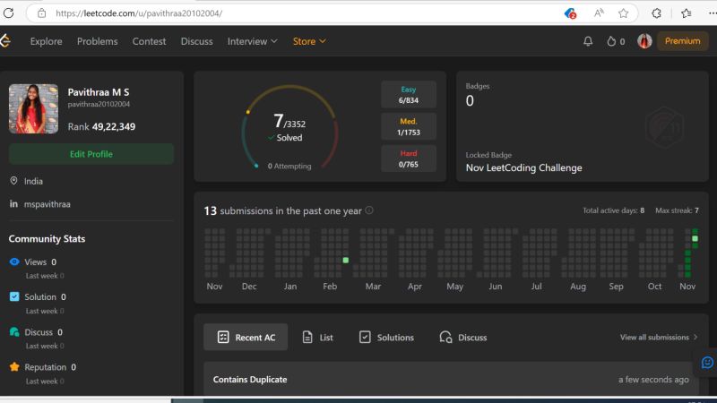 PAVITHRAA M S on LinkedIn: #100daysofcode #leetcode #problemsolving # ... PAVITHRAA M S on LinkedIn: #100daysofcode #leetcode #problemsolving # ...