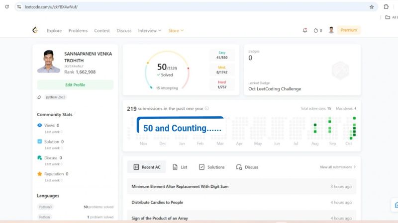 Sannapaneni VenkatRohith on LinkedIn: Today I've solved 50th LeetCode ... Sannapaneni VenkatRohith on LinkedIn: Today I've solved 50th LeetCode ...