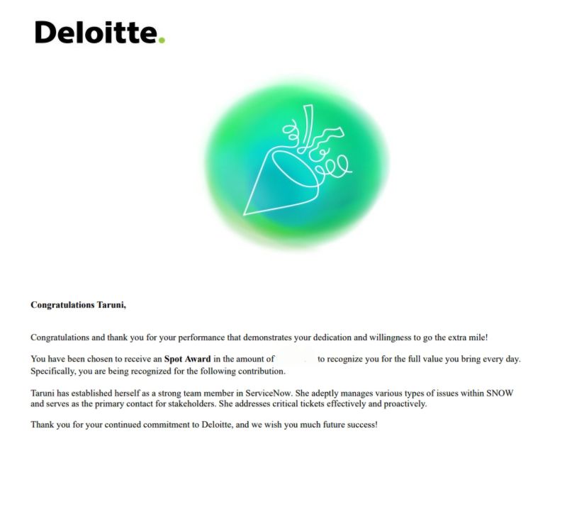 Taruni Reddy on LinkedIn: #deloitteusi #recognition #award | 10 comments Taruni Reddy on LinkedIn: #deloitteusi #recognition #award | 10 comments
