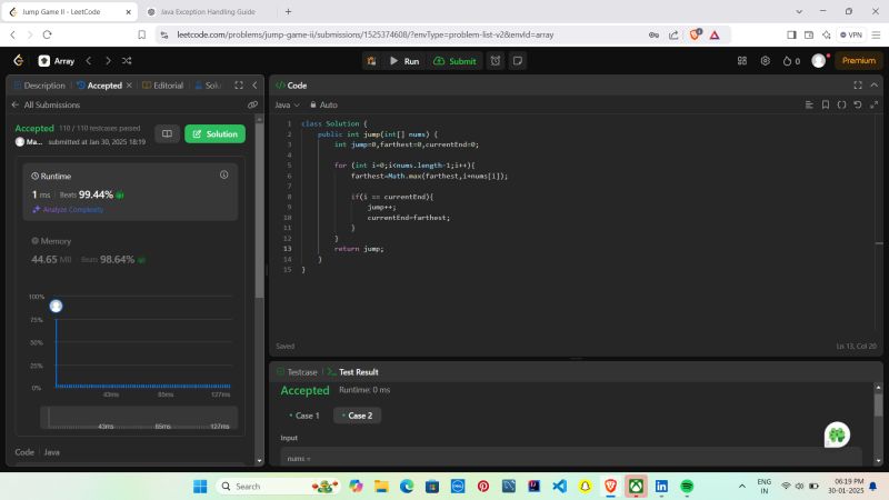 🚀 Problem Solving in LeetCode: Jump Game II (Java) Problem… | Manoj E 🚀 Problem Solving in LeetCode: Jump Game II (Java) Problem… | Manoj E