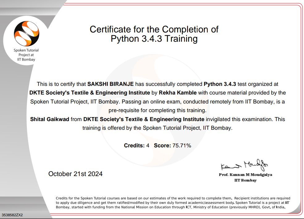 Sakshi Biranje on LinkedIn: #python #certification #programming # ... Sakshi Biranje on LinkedIn: #python #certification #programming # ...