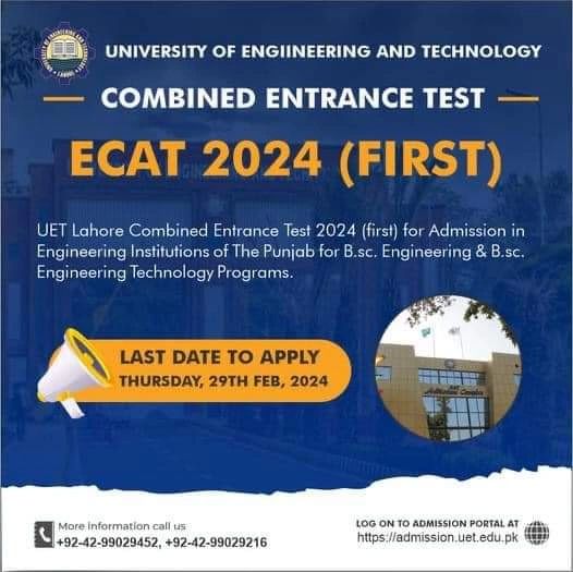 UET Lahore Combined Entrance Test 2024 (first) for Admission in… | UET ... UET Lahore Combined Entrance Test 2024 (first) for Admission in… | UET ...