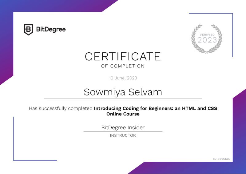 Sowmiya Selvam on LinkedIn: #bitdegree #html5 #css #coding # ... Sowmiya Selvam on LinkedIn: #bitdegree #html5 #css #coding # ...
